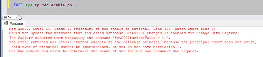 Could not update the metadata that indicates database is enabled for ...